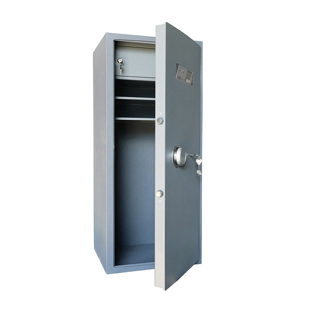 Сейф Safetronics NTL-120EMS, офисный, электронный и ключевой замок, трейзер, 2 полки, серый