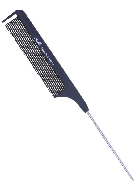 Расческа Stella, карбоновая, антистатическая, с разделителем прядей, черный, с хвостиком