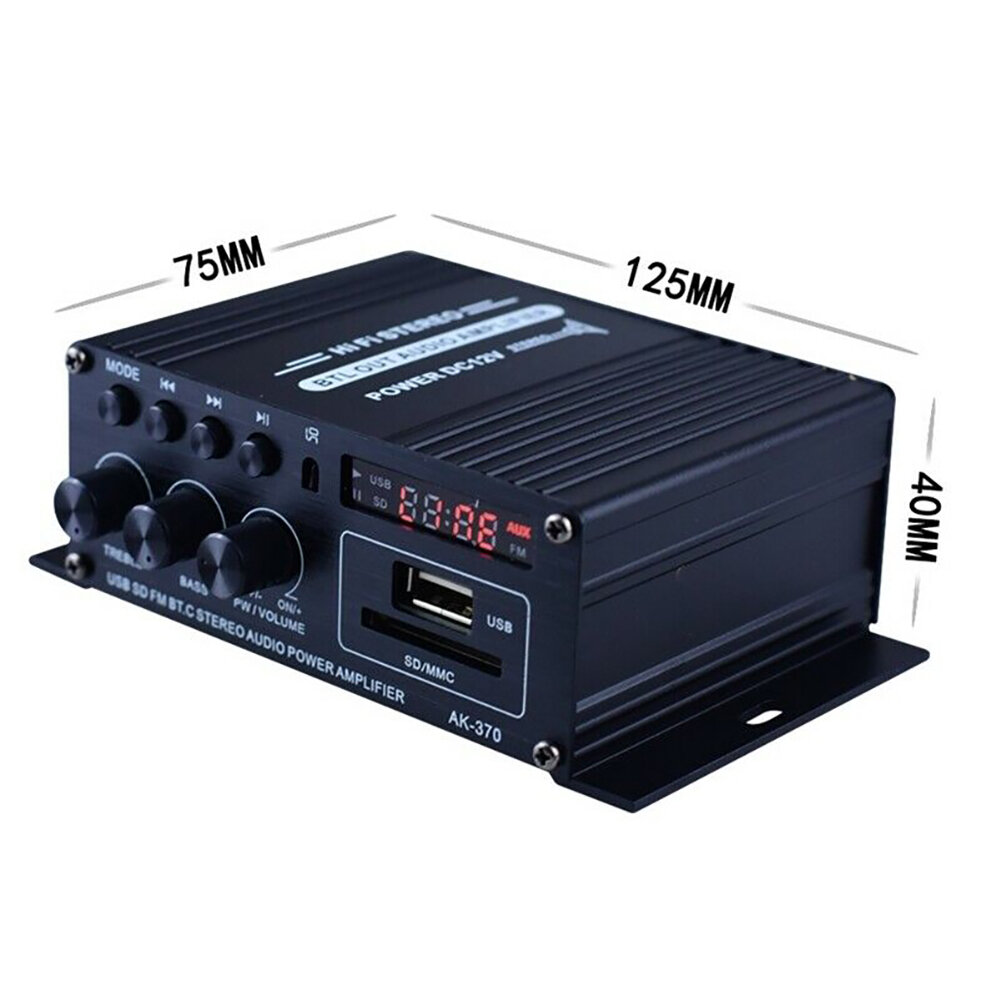 400W стерео усилитель для автомобиля и дома с Bluetooth, LED дизайн и сабвуфер, 2x200W мощность