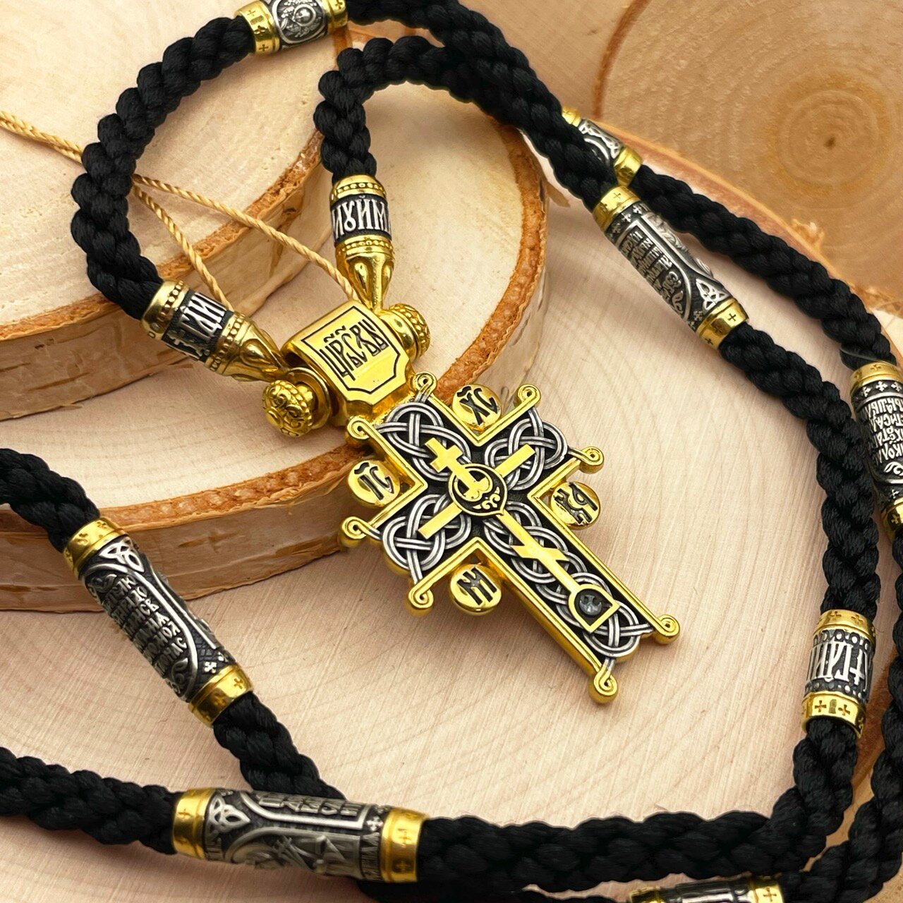 Комплект украшений, серебро, 925 проба, золочение, чернение, оксидирование