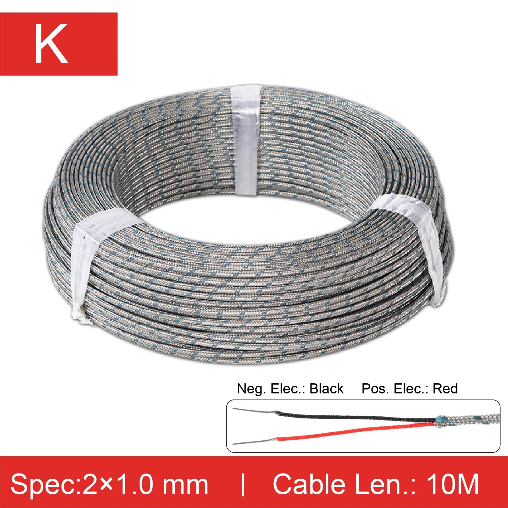 Термопара компенсирующий кабель типа K 10м/20м/50м/100м