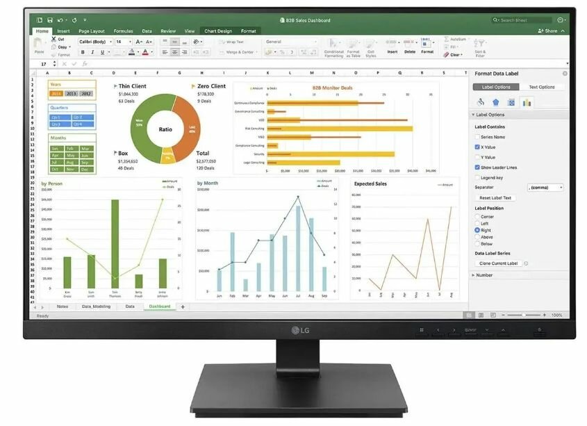 23,8" Монитор LG 24BN650Y-B. AED (24BN650Y-B. AED) черный - 1920x1080@75Гц, IPS, 5 мс, 1000:1, 250 Кд/м, 178/178, HDMI, Display Port, DVI,