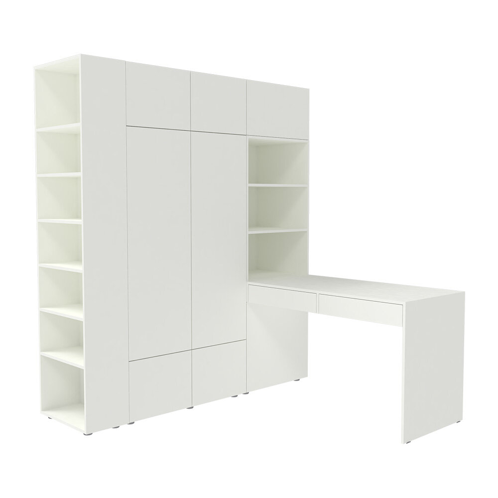 Стол письменный со стеллажом и шкафом 1765 Белый Белый
