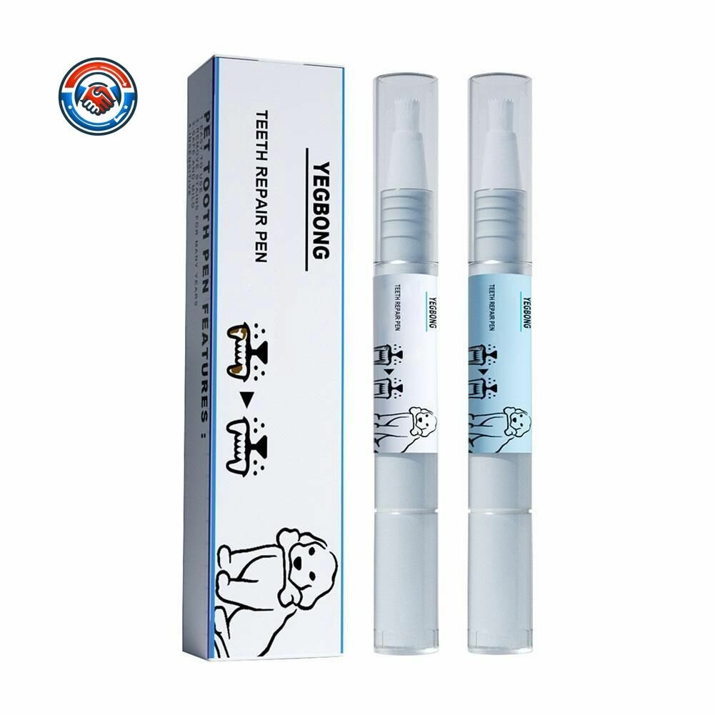 Зубная паста для собак и кошек Pet Teeth Pen, 3 мл+3 мл, удаляет налёт и камень, освежает дыхание, уход за полостью рта питомца в домашних условиях