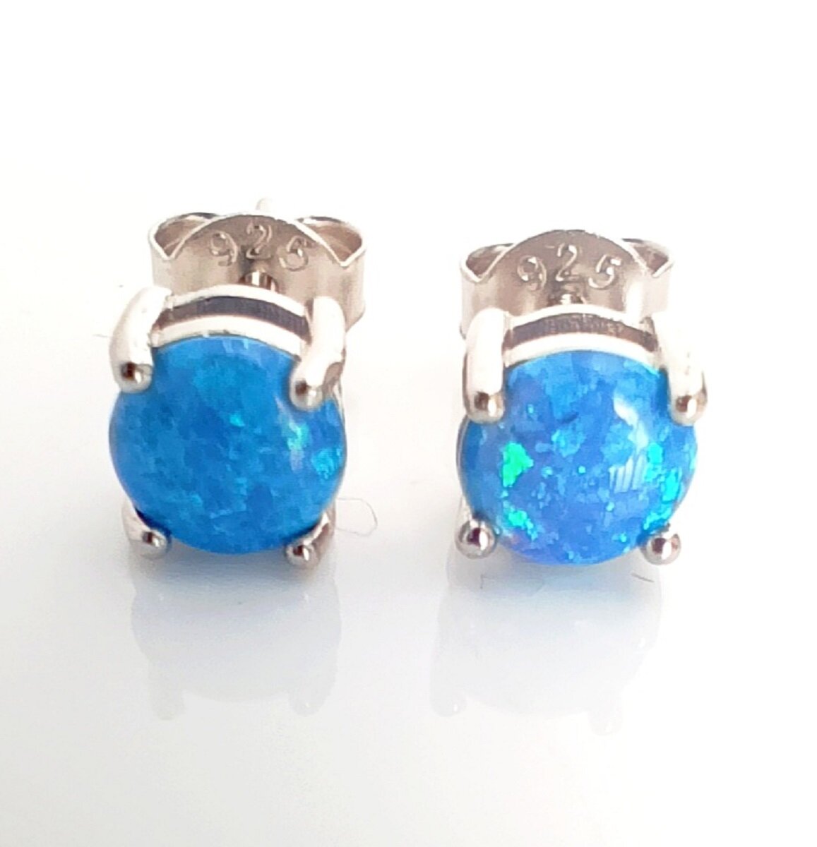 Серьги пусеты, серебро, 925 проба, родирование, опал синтетический