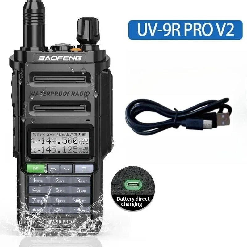 Baofeng UV-9R PRO V2 Водонепроницаемая рация, Black, BRITISH