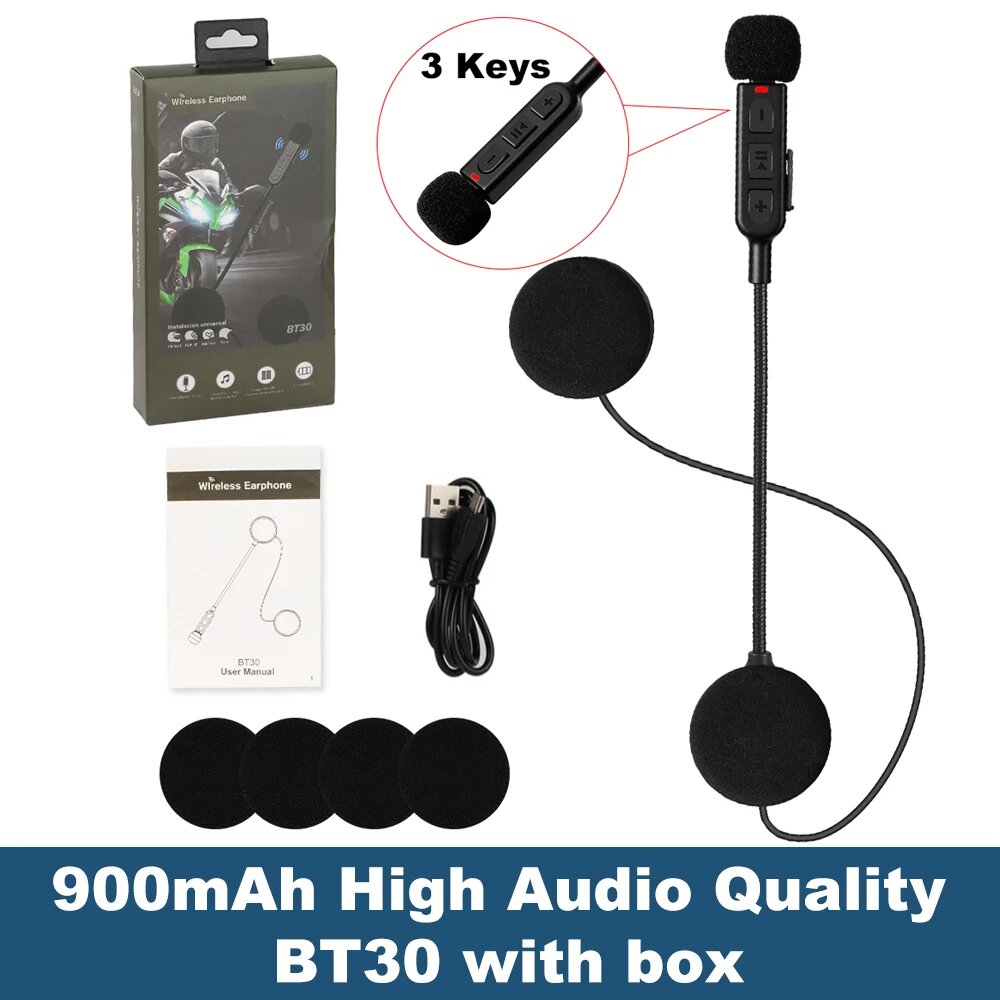 Bluetooth-гарнитура BT30 для мотоциклетного шлема, BT5.3, BT30 3 KEY