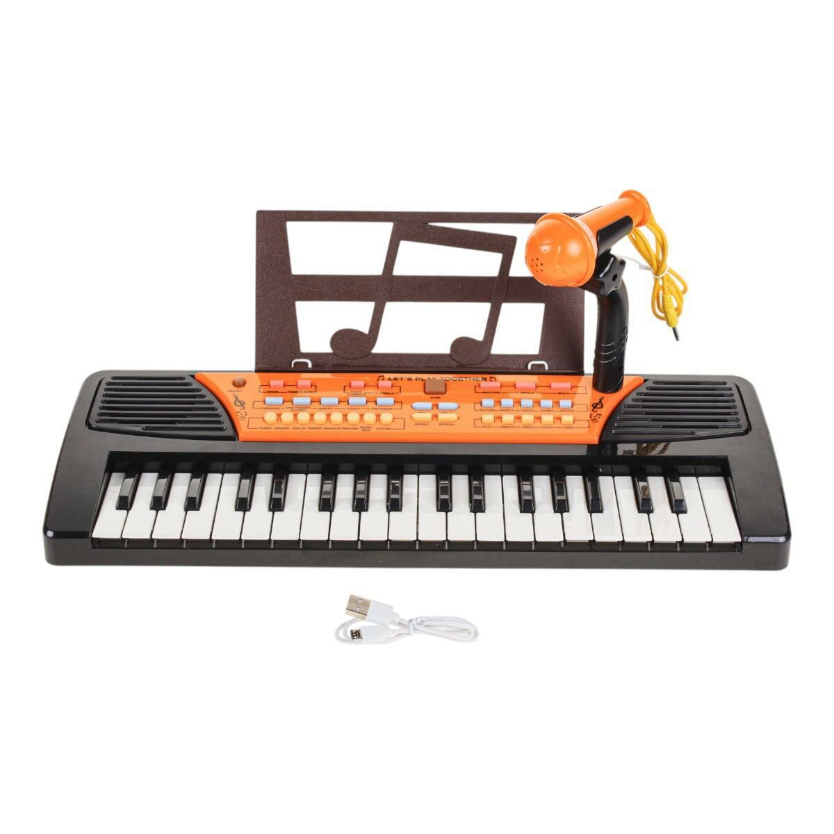 Синтезатор детский 32 клавиши с микрофоном, пластик, цвет в ассортименте