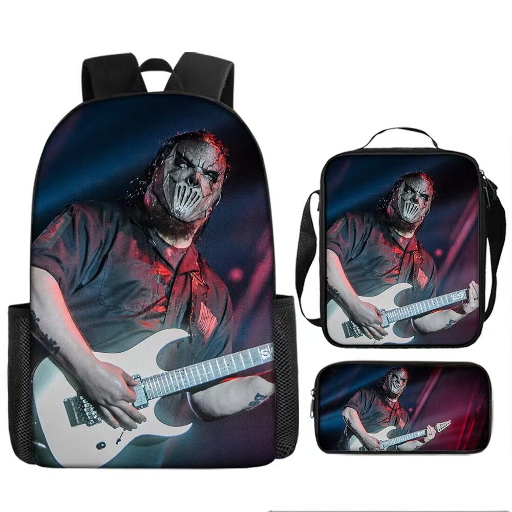 Новый рюкзак Slipknot Band для Хэллоуина, рюкзак для еды, сумка-карандаш, комплект из трех предметов, модный рюкзак, школьная сумка