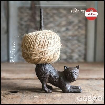 Чугунная подставка для веревки из конопли, декоративное украшение кошек и птиц, винтажные аксессуары сада, двора и балкона, катушка