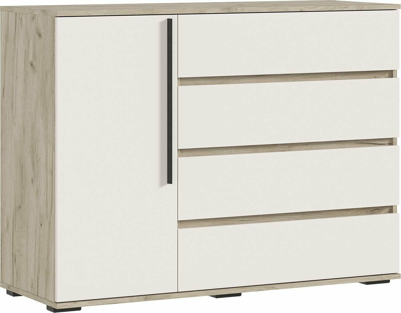 Комод Норд 1 дверь 4 ящика 1200 Кашемир/Дуб Крафт серый