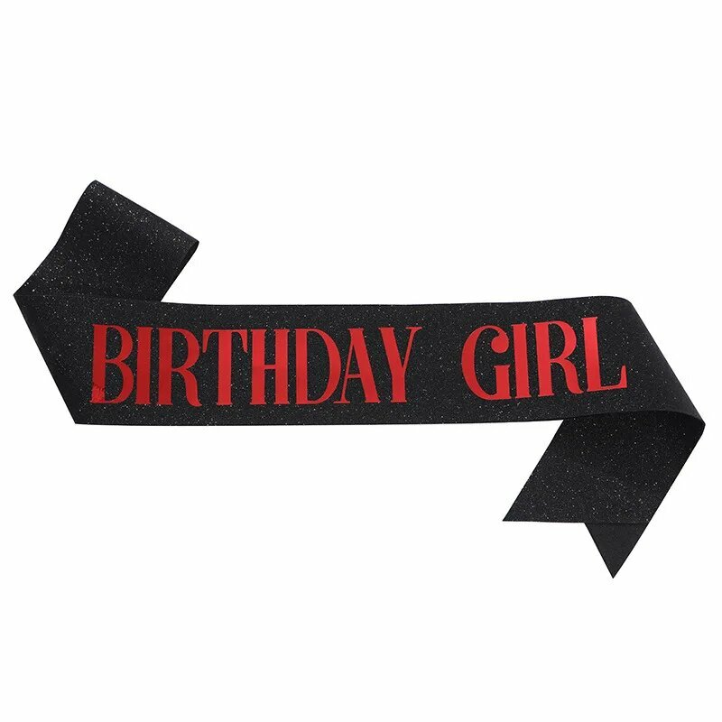 Черная лента "Birthday Girl" с блестками