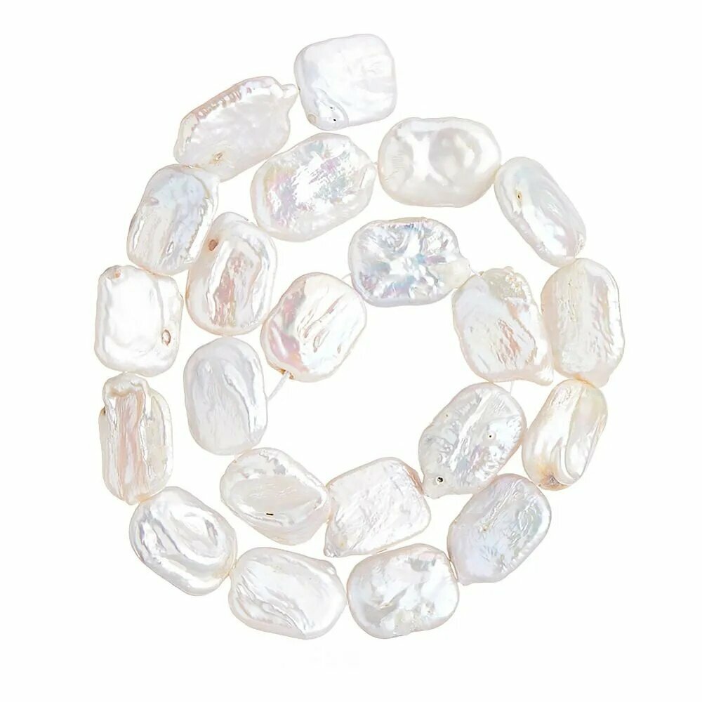 1 нить барочных бусин из натурального жемчуга Кеши, нити культивированного пресноводного жемчуга, прямоугольные, цвета морской ракушки