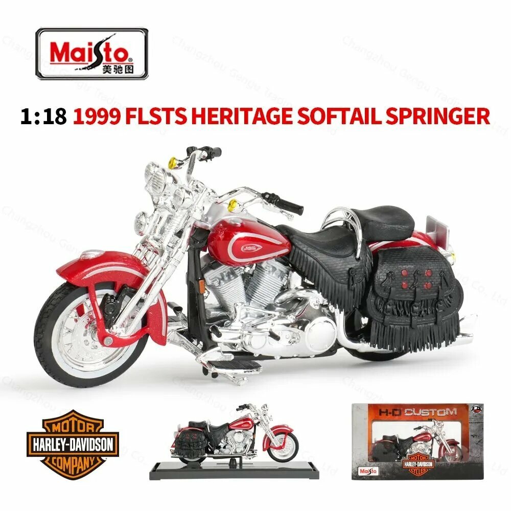 Maisto 1:18 Harley-Davidson 1999 FLSTS Heritage Softail Springer Статическая литая под давлением коллекционная модель мотоцикла для хобби, игрушки