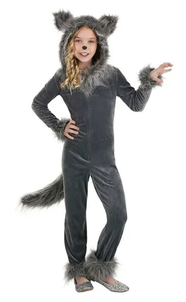 Детский костюм волка красный полиэстер Черный, М, shown in figure