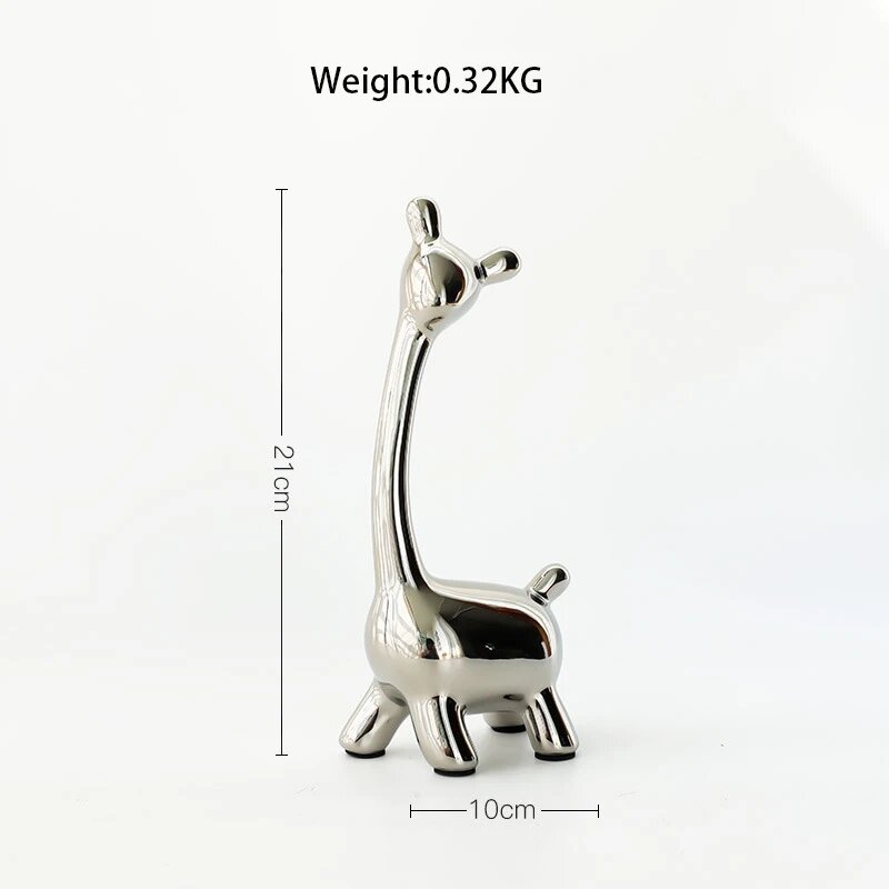 Скандинавская Серебряная керамическая статуэтка оленя с гальваническим покрытием, статуэтка оленя, скульптура для гостиной, украшение для дома, настольные украшения Style 2