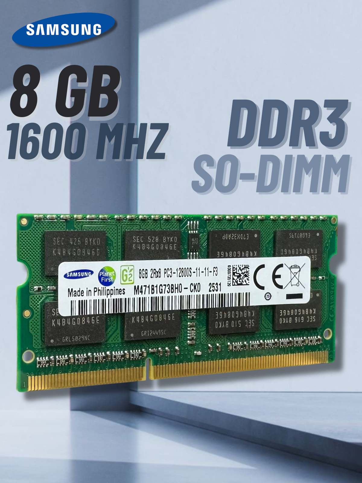 Оперативная память для ноутбука Samsung 8 ГБ DDR3 1600 МГц SODIMM CL11 M471B1G73BH0-CK0