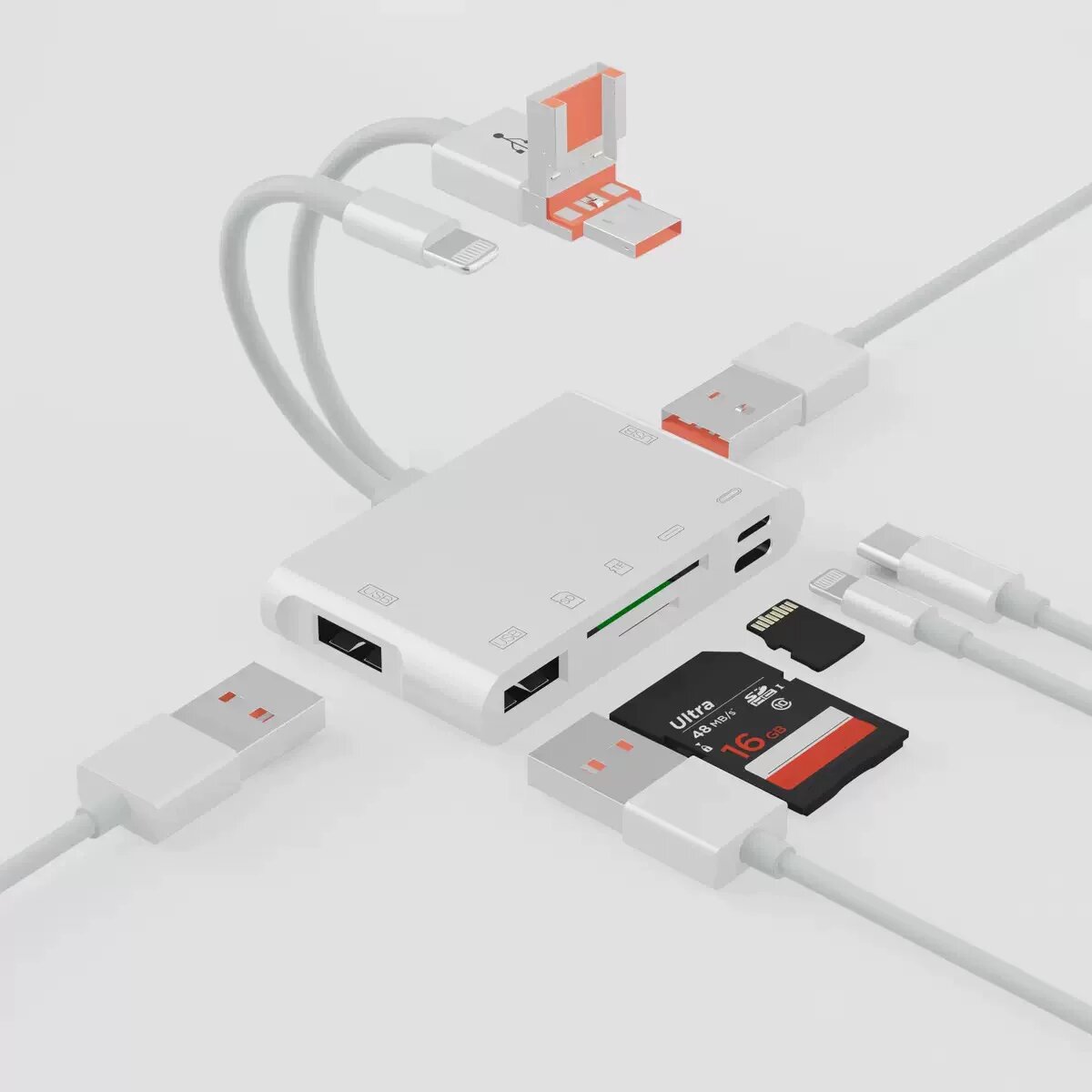 Многофункциональное устройство для чтения карт, подходящее для мобильных телефонов Apple, Huawei, с разъемом Type-C,