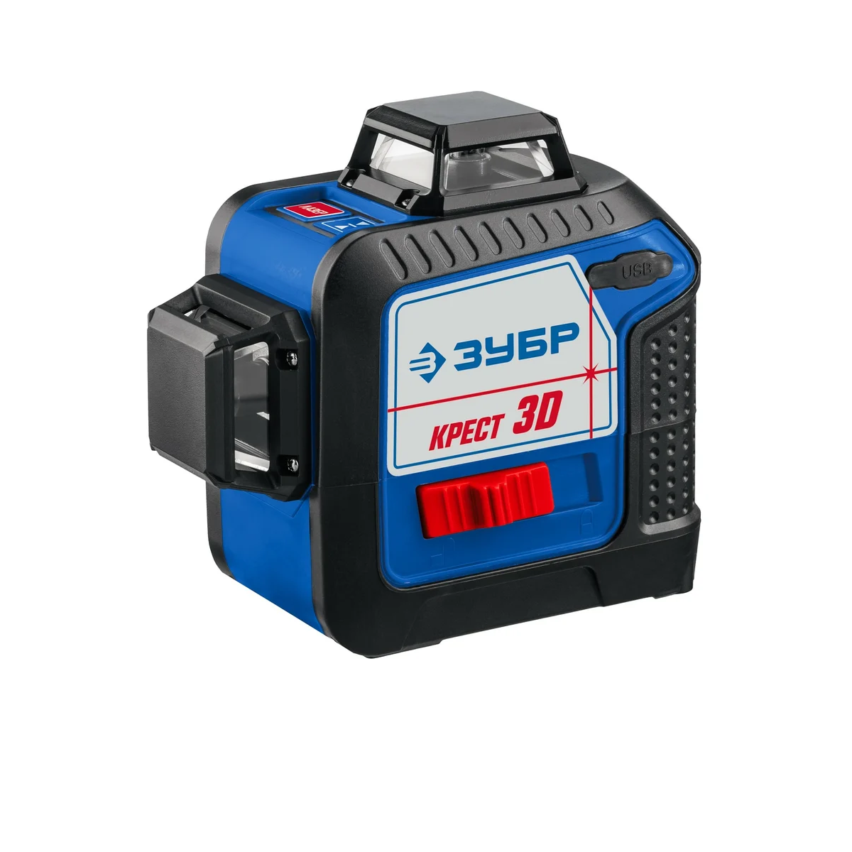 Линейный лазерный нивелир ЗУБР 34908, 3 луча, 20 м, +/-0.3, синий/черный