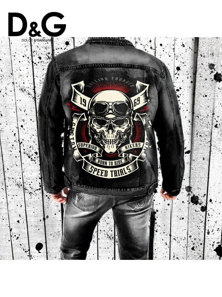 Куртка Dolce&Gabbana Мужская джинсовая куртка в стиле ретро-панк-Свободный крой, винтажный дизайн, премиум качество