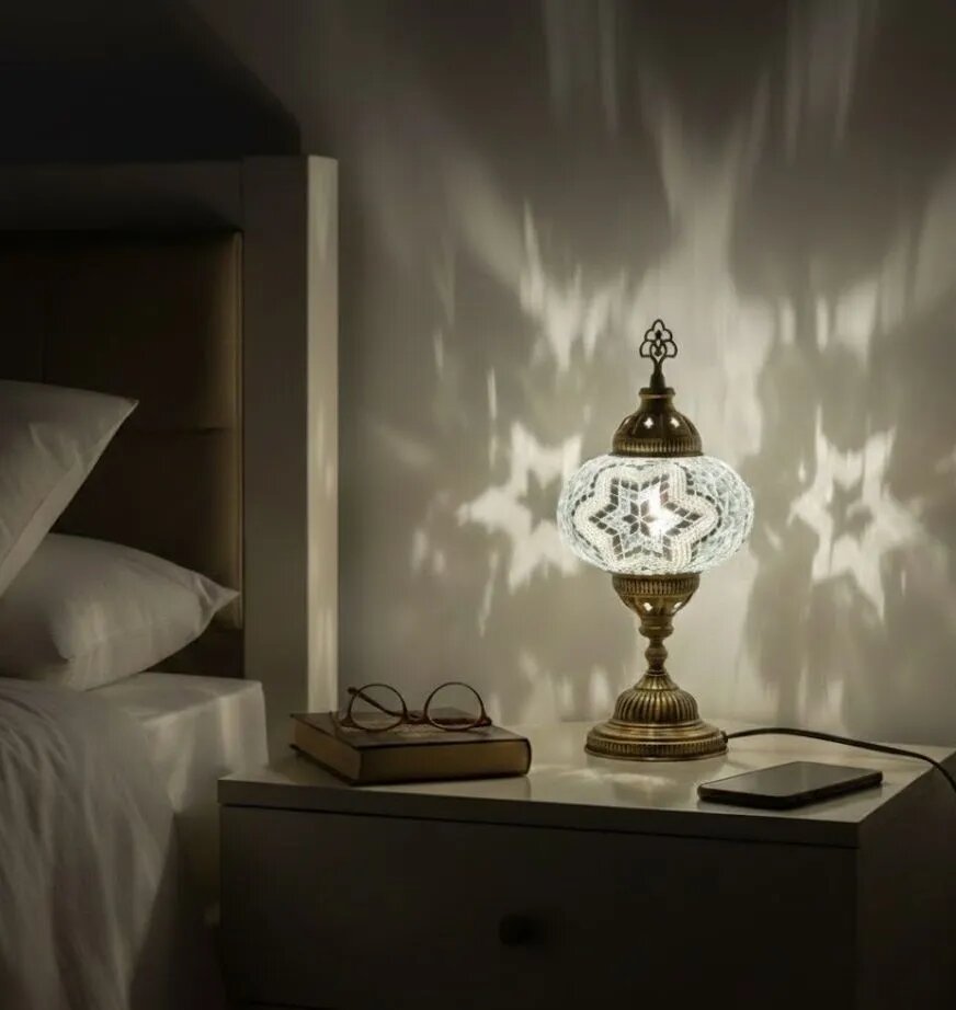 AuraLamp Настоящая турецкая лампа настольная прикроватная лампа с турецкой мозаикой, 100% ручная работа,18 см