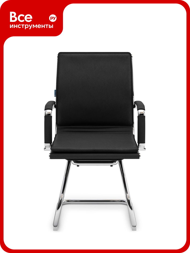 Кресло посетителя ALSAV AL 771 V из экокожи, черный, современный дизайн, металлический каркас, фиксированные