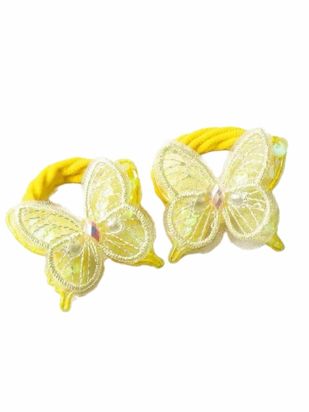 Бант-бабочка для волос с пайетками, Желтый