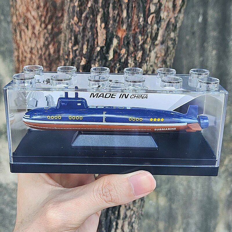Голубая модель подводной лодки из сплава, обучающая игрушка для детей, 1:200