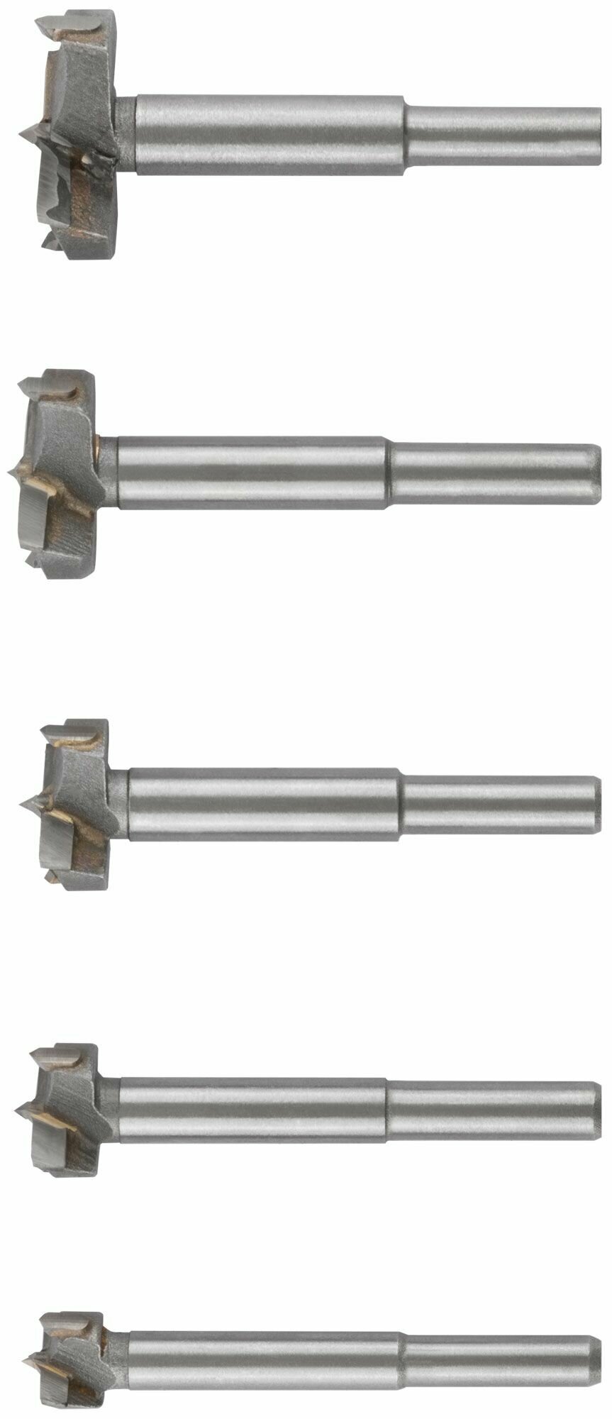 Сверла Форстнера (фрезы) с карбидными вставками, набор 5 шт, 15/20/25/30/35 мм