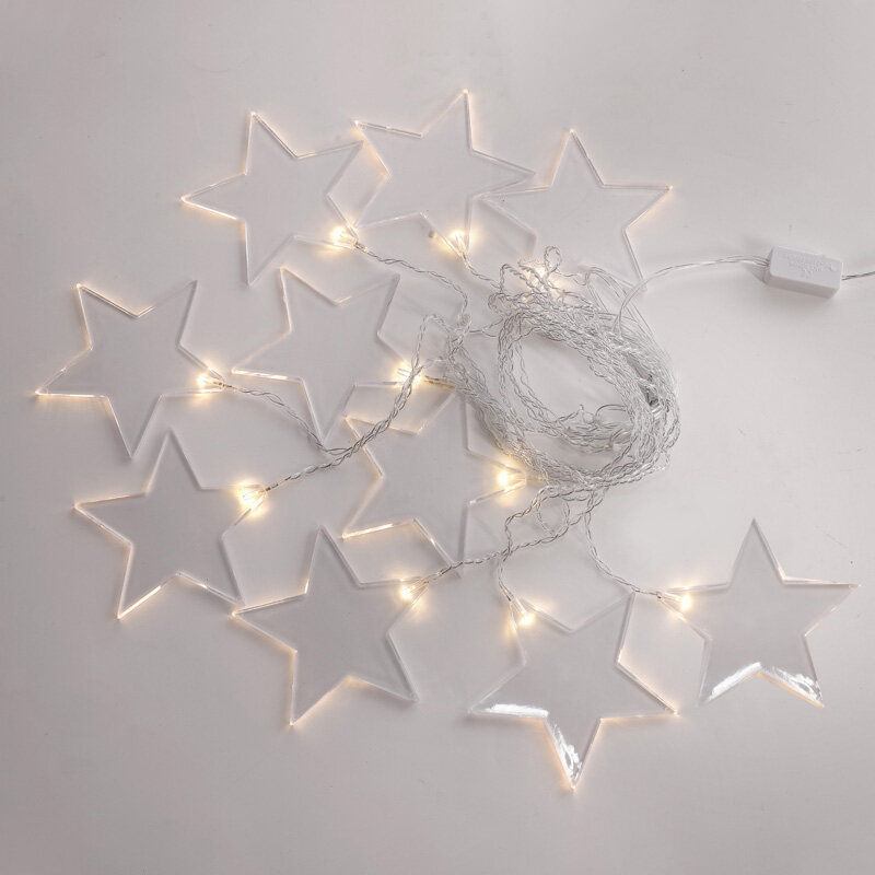 Лампы светодиодные Neon-Night Гирлянда светодиодная Звезды 1,5х0,6 м, прозрачный провод, теплый белый свет свечения NEON-NIGHT