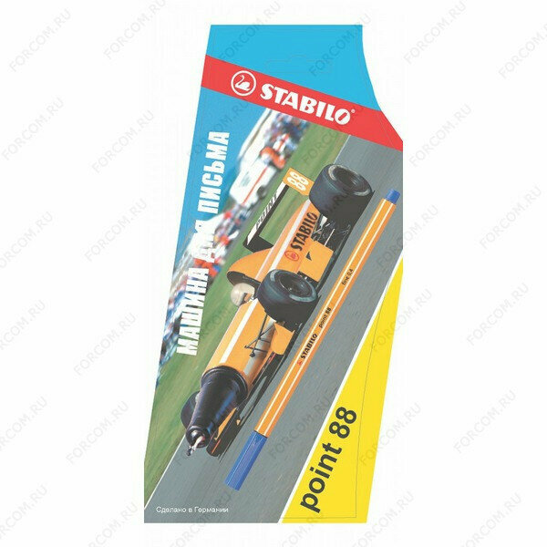 Ручка капиллярная STABILO point 88 0,4 мм, синяя, блистер (STABILO 88/41-B)