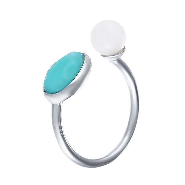 Кольцо, серебро, 925 проба, амазонит, жадеит