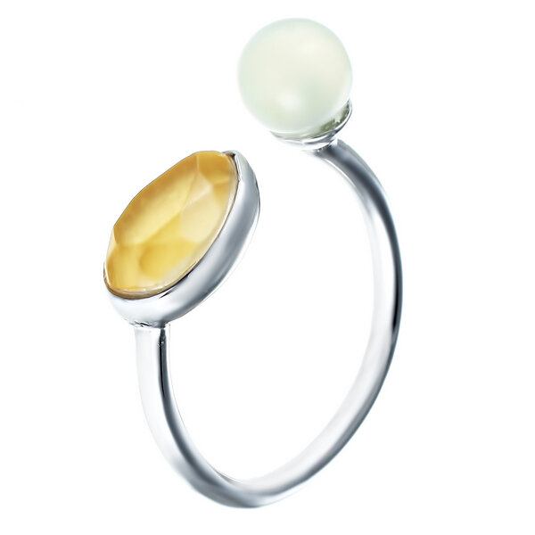 Кольцо, серебро, 925 проба, кальцит, жадеит