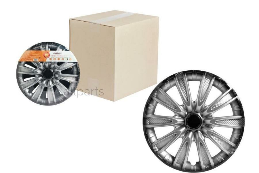 AIRLINE AWCC-14-07 Колпаки колесные 14 Торнадо + серебристо-черный карбон компл. 2 шт. (AWCC-14-07)