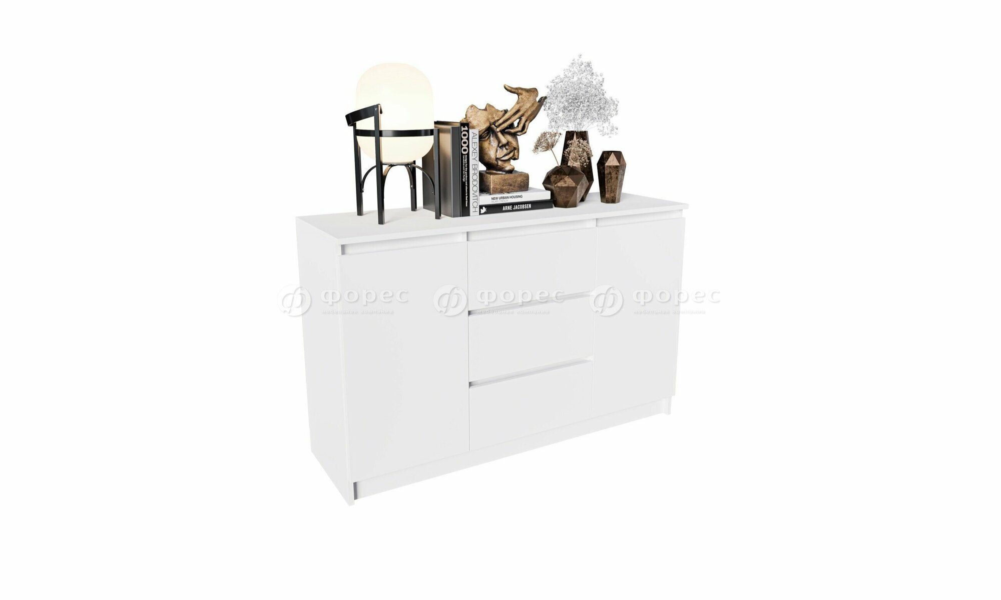 СГ Норд Комод №3, белый гладкий (Форес)