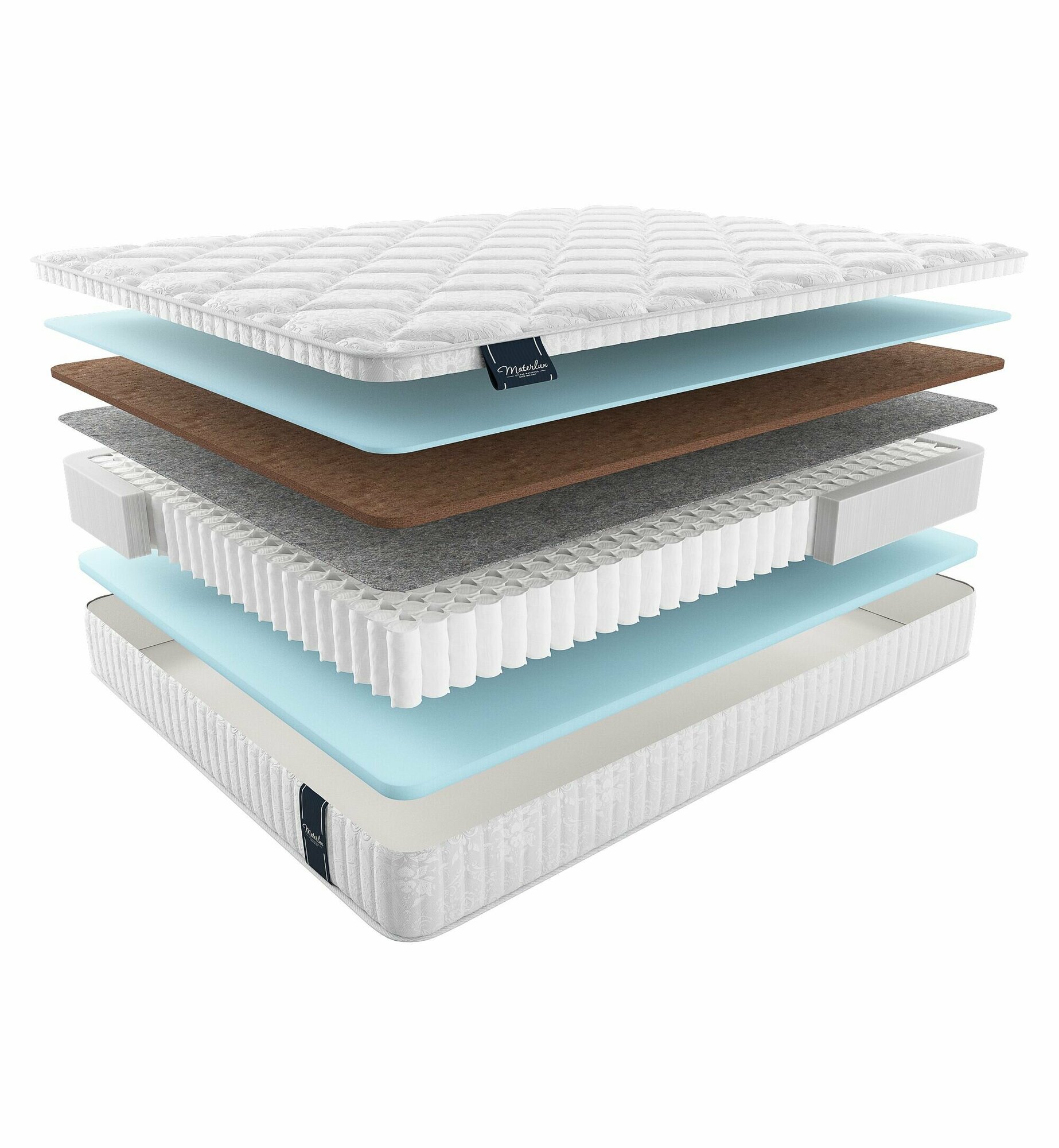 Матрас Materlux Sandin 125х200 серии Light высота 20 см анатомический средней жесткости кокосовый Независимые пружины