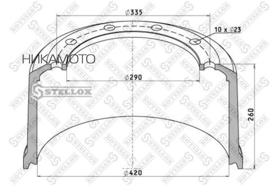 STELLOX 8500049SX торм. барабан !420.2x200/215 H=260 d=290/335 n10x23 \BPW HZ/S 12010