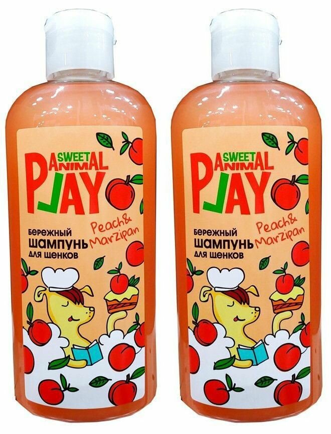 Animal Play Шампунь для щенков и котят бережный Sweet Персиковый марципан, 300 мл, 2 шт