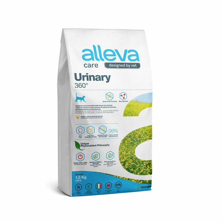 Сухой корм для взрослых кошек Alleva Care Cat Adult Urinary 360, при заболевании мочевыводящих путей струвиты 1,5 кг