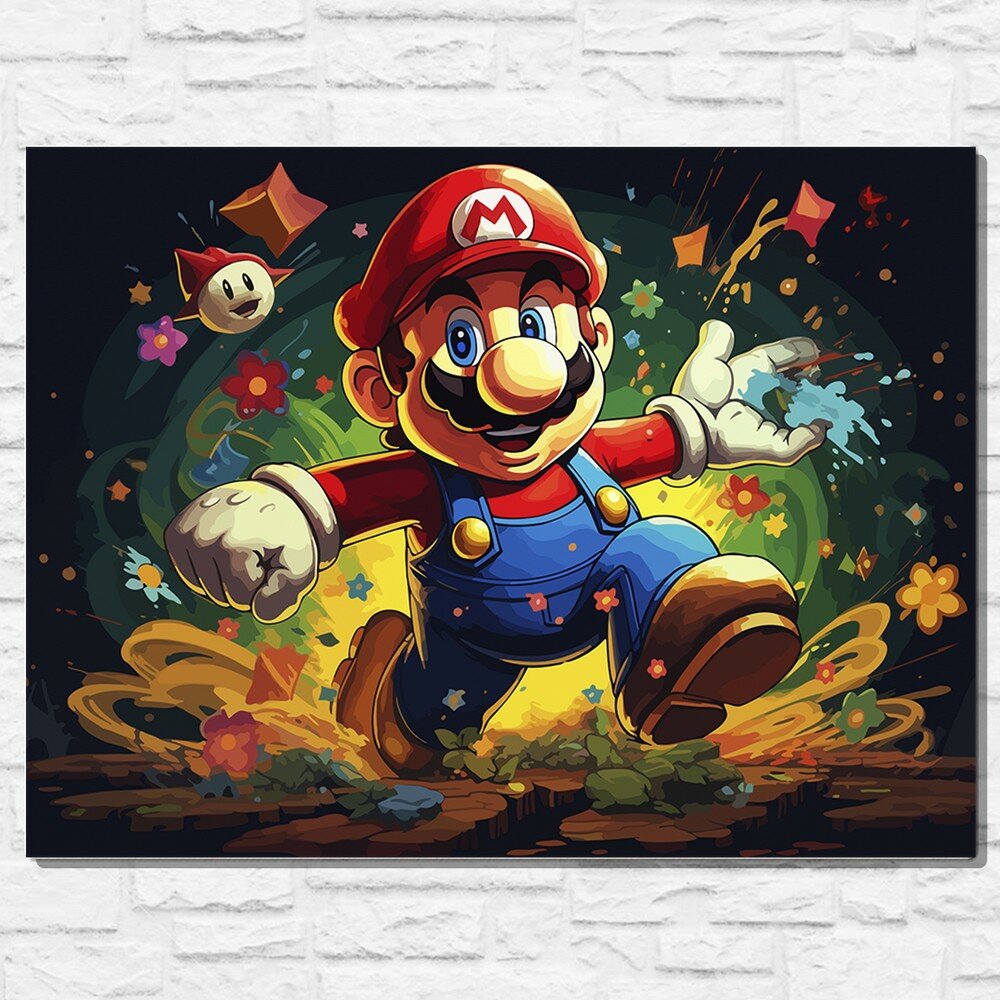 Картина по номерам на холсте игра Mario (Switch, PC, XBOX, PS, супер марио) - 13729 Г 80x60