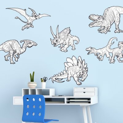 Наклейка интерьерная на стену «Набор динозавров»