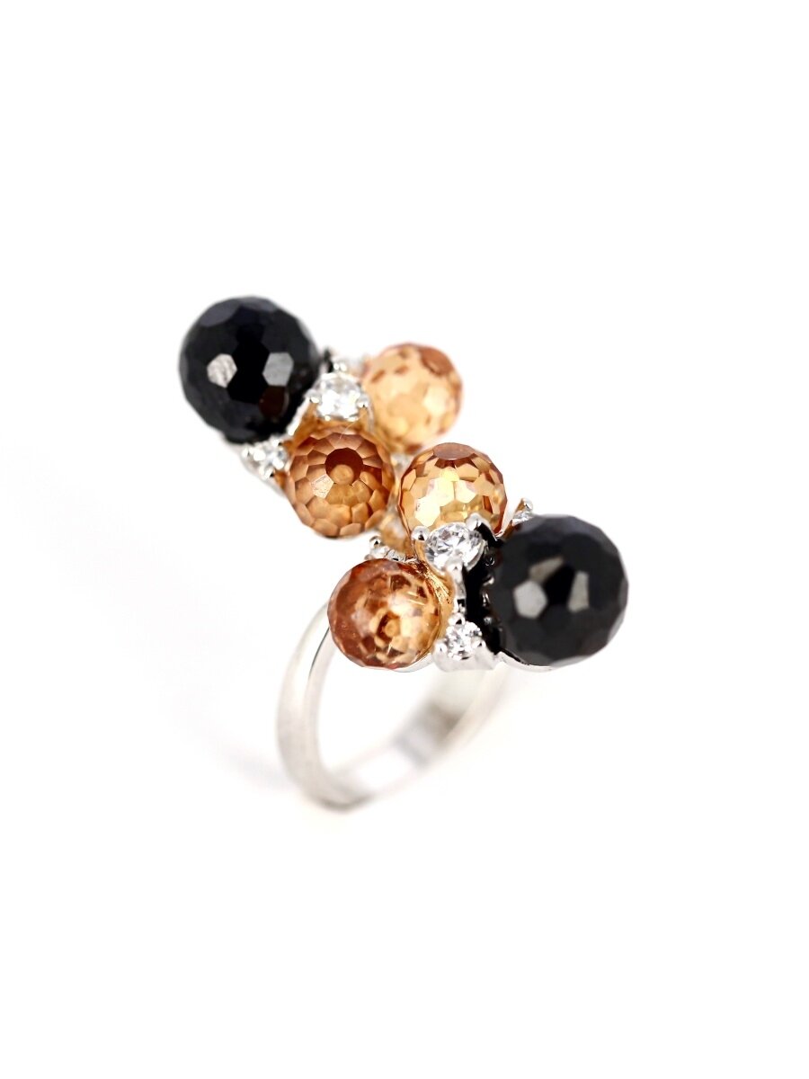 Кольцо, серебро, 925 проба, родирование, фианит