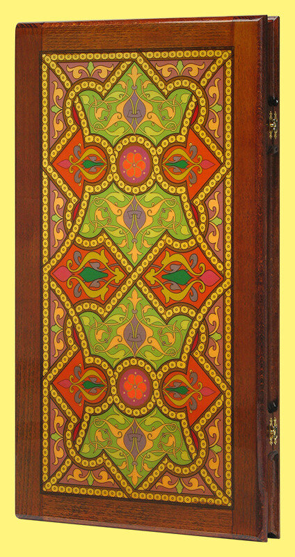 Нарды Ковёр восточный (тёмная рамка, прямые, средние, с домом для фишек)