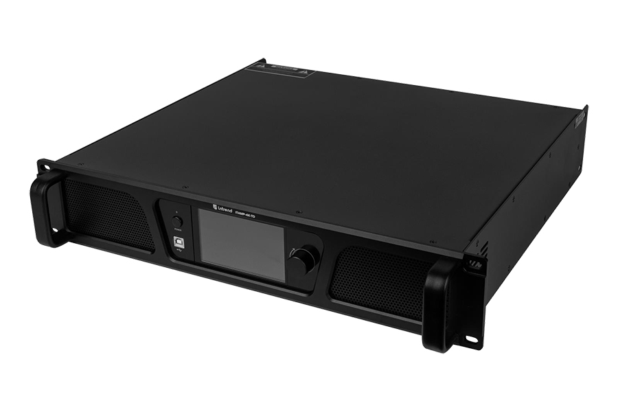 Усилитель Intrend [ITAMP-4K-TD] четырехканальный, 4x1000W/8Ом, 4x1600W/4Ом, 4x600/70V, мостовой режим: 2х2560W/8Ом; 2х1250/100V, поддержка Dante, встроенный DSP