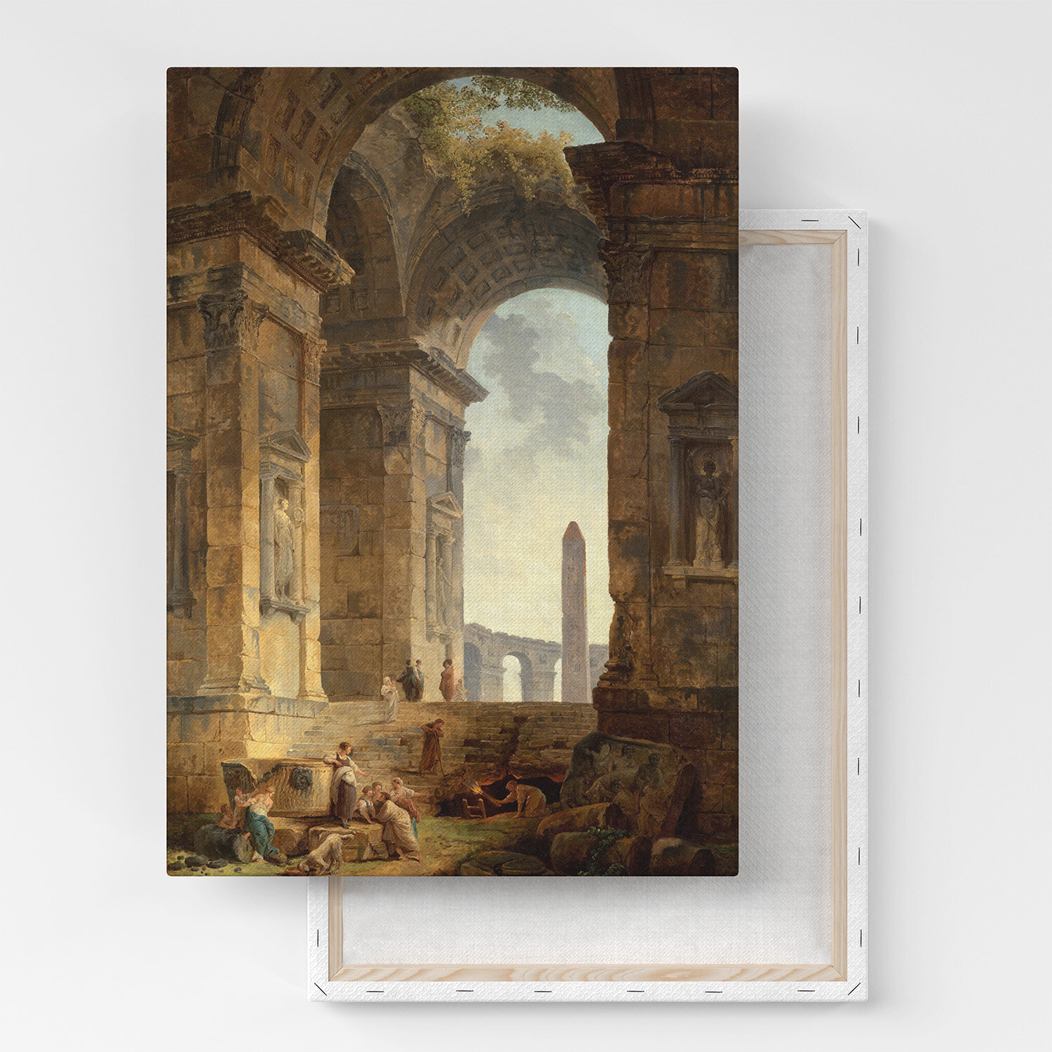 Картина на холсте, репродукция / Юбер Робер - Ruins with an obelisk in the distance / Размер 30 x 40 см