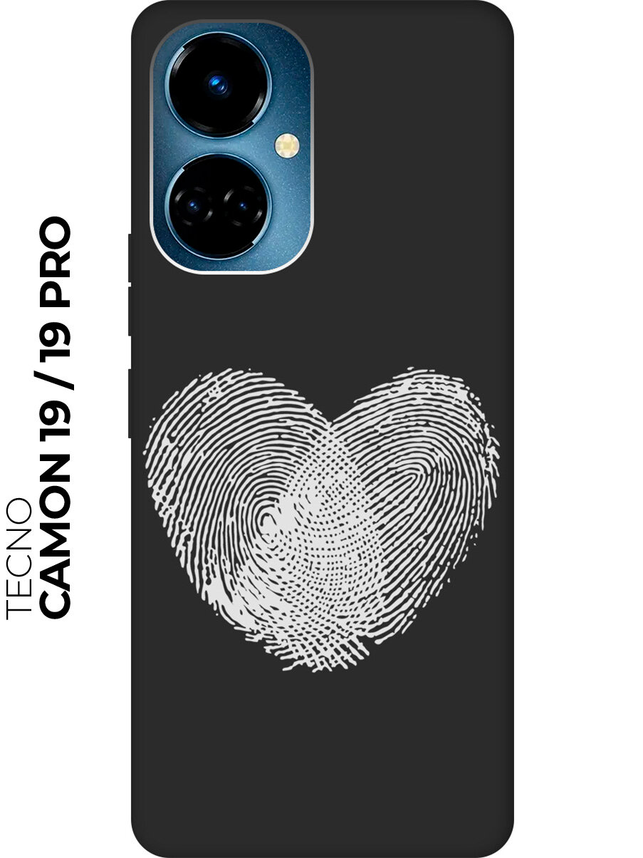 Силиконовый чехол на Tecno Camon 19 / 19 Pro / Техно Камон 19 / 19 Про с рисунком "Lovely Fingerprints W" Soft Touch черный