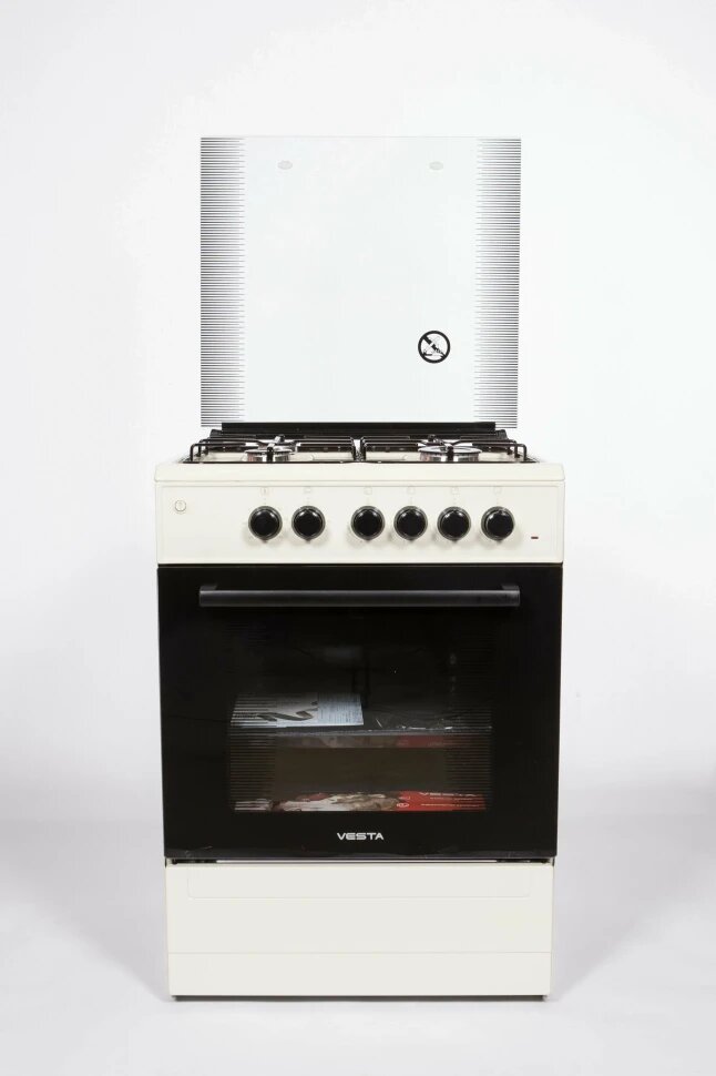 Комбинированная плита VESTA VALENCIA VGE 10-E бежевая, 4 газовые конфорки, электрическая духовка, электроподжиг, 65 л