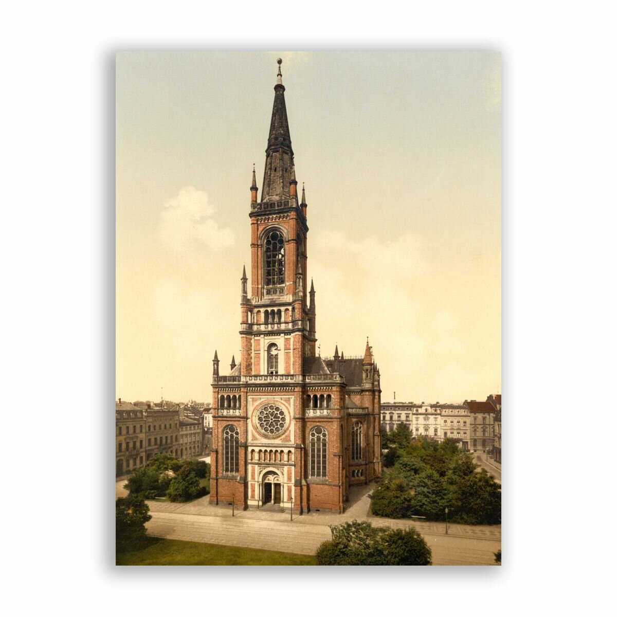 Постер, плакат на бумаге / Church St. Jean, Dusseldorf, the Rhine, Germany / Размер 30 x 40 см