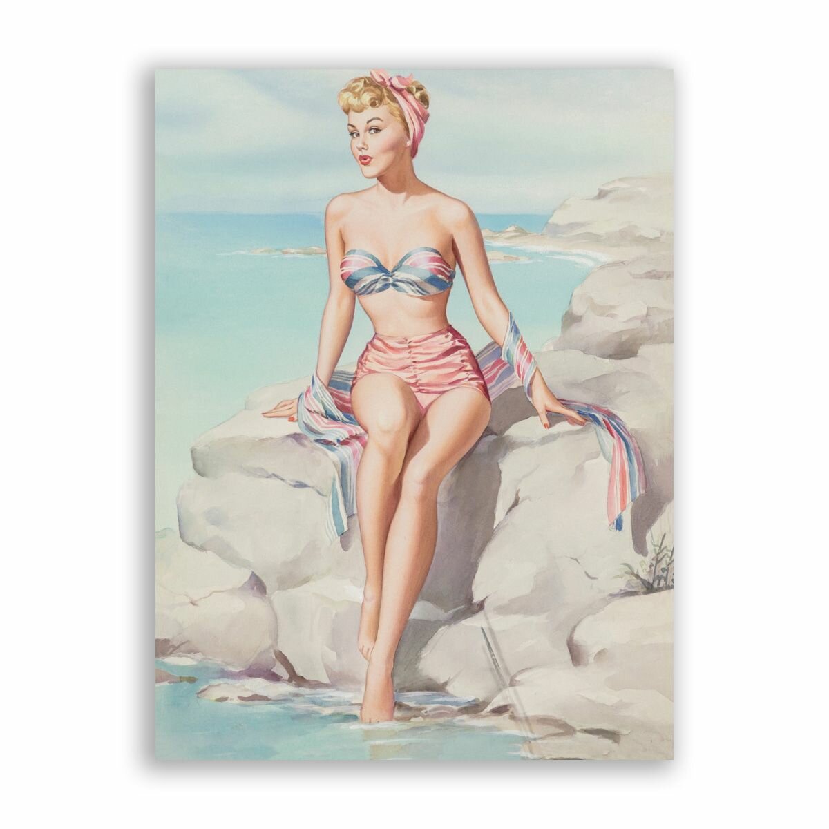 Постер на бумаге в стиле Пин-ап / Pin-up Girl / Винтажная девушка / Размер 60 x 80 см