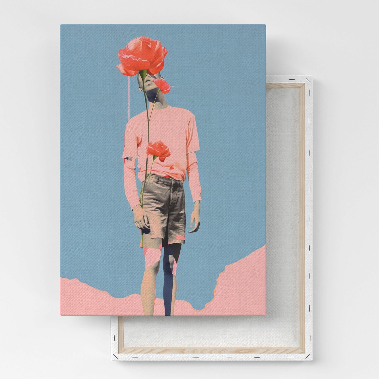 Картина на холсте, репродукция / Сюрреализм - Фигура человека и цветы / Размер 60 x 80 см